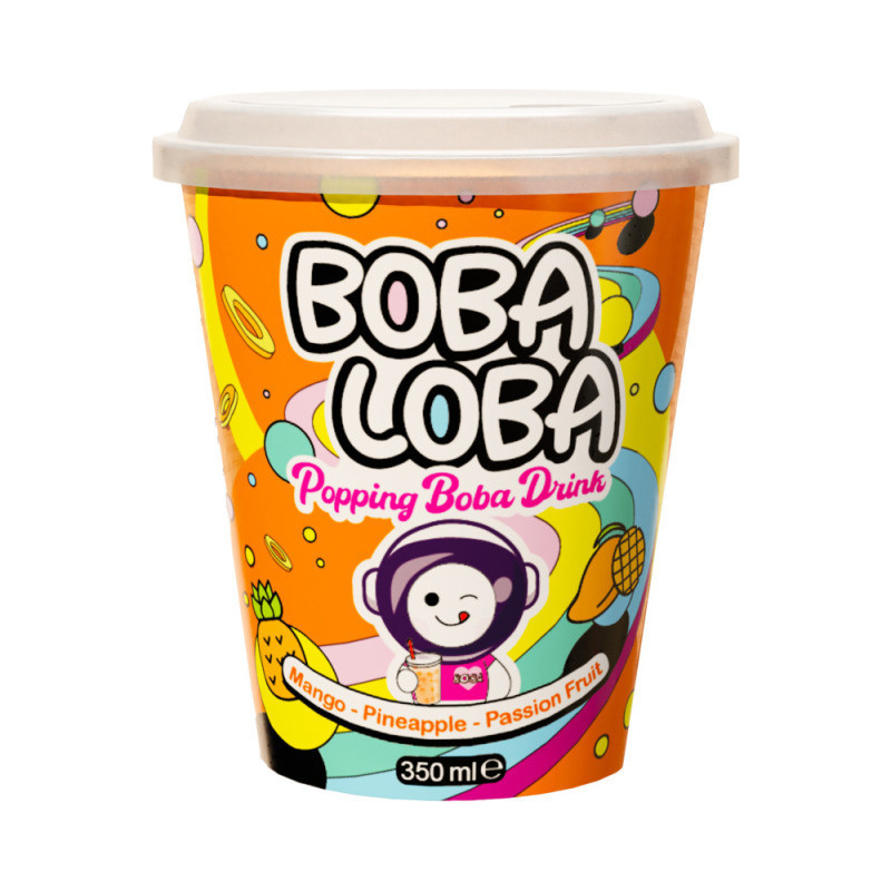 Gėrimas BOBA LOBA, BUBBLE TEA, mangų, pasiflorų sk., 350 ml